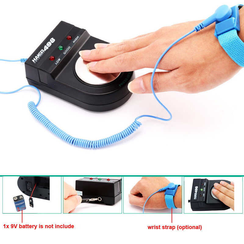 Anti-Static ESD Wrist Strap Tester Static Electricity Tester + Wired ...