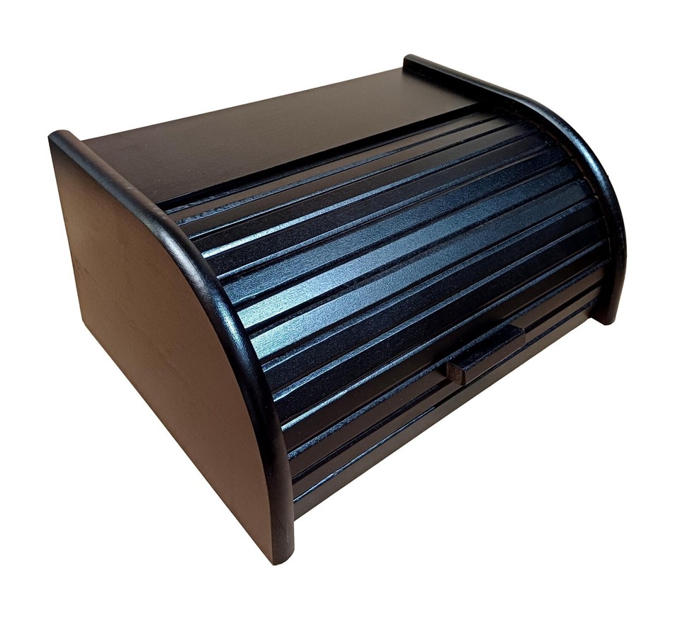 Wooden Bread Box Apollo Roll Top Bin Storage Loaf Kitchen Small Large ...