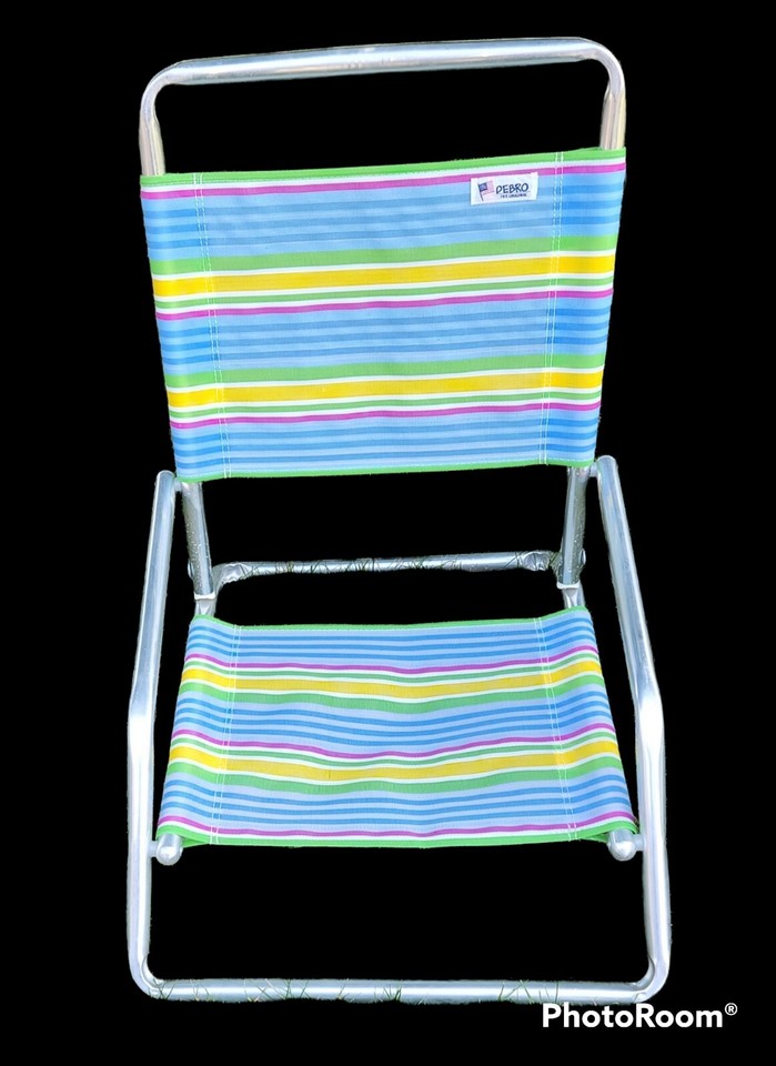Debro The Original Striped Aluminum Folding Chair Lawn Lounge Beach ...