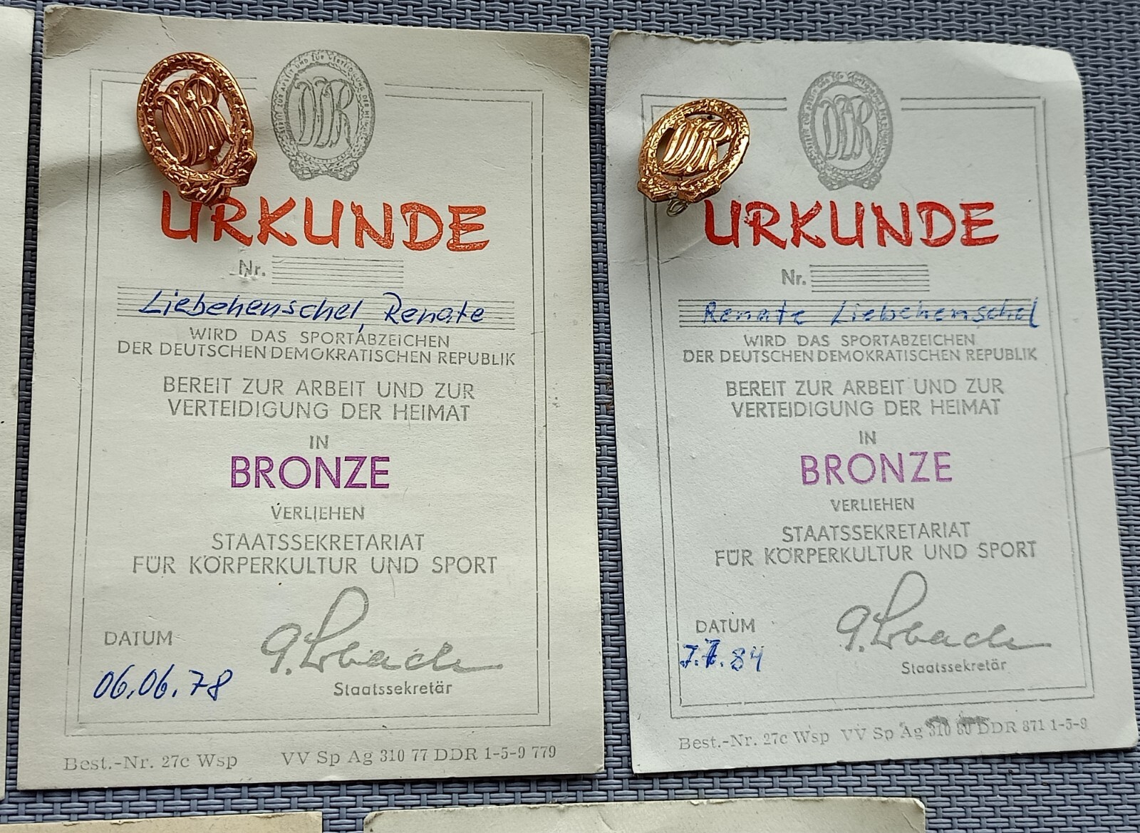 DDR GDR 7 East German bronze and gold badges + awards Cold War RELIC | eBay