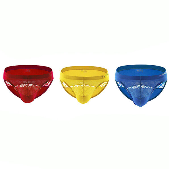 3/1Pack Men Sheer See Through Boxer Briefs Underwear Mesh Bulge Pouch ...