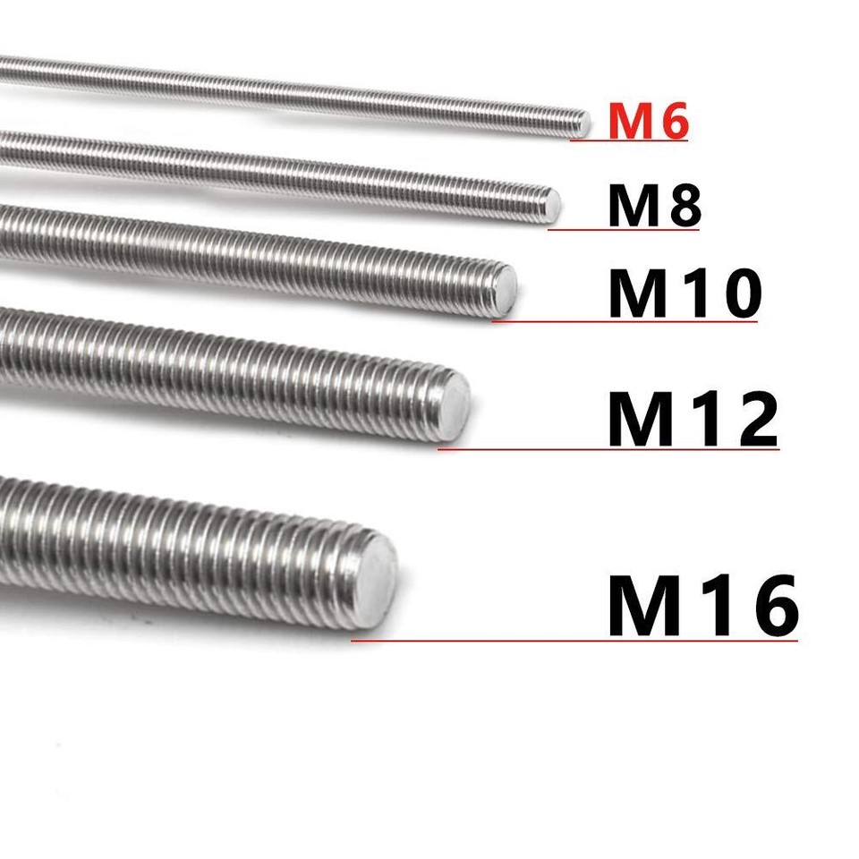 304 Stainless Steel M6-1.0 Fully All Threaded Rod, Long Threaded Screw ...