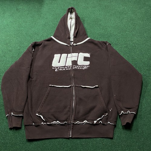 Vintage UFC Hoodie Mens XL Brown Ultimate Fighting Championship Zip ...
