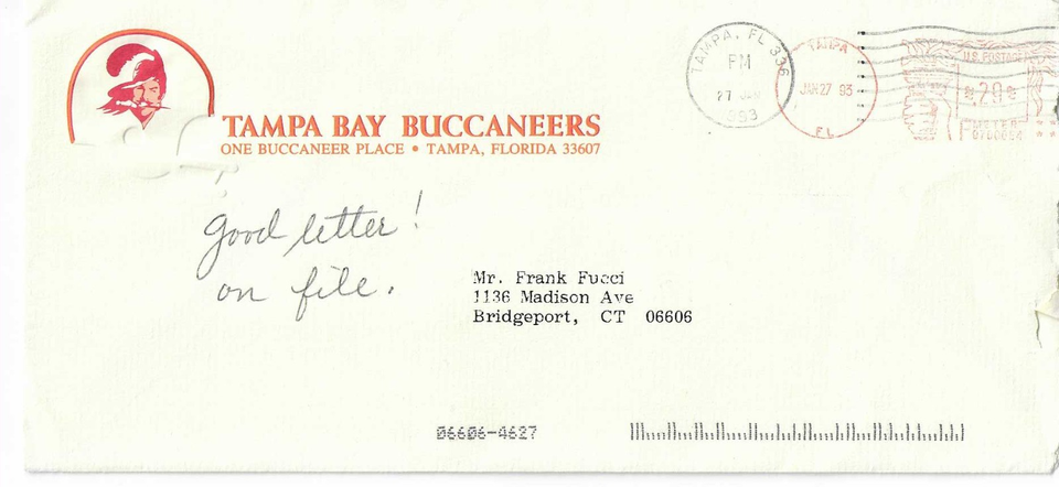SAM WYCHE SIGNED TAMPA BAY BUCCANEERS LETTER WITH ORIGINAL ENVELOPE | eBay