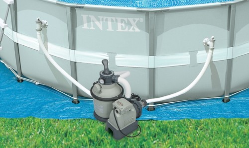 Intex Krystal Clear Sand Filter Pump for Above Ground Pools 1200 GPH ...
