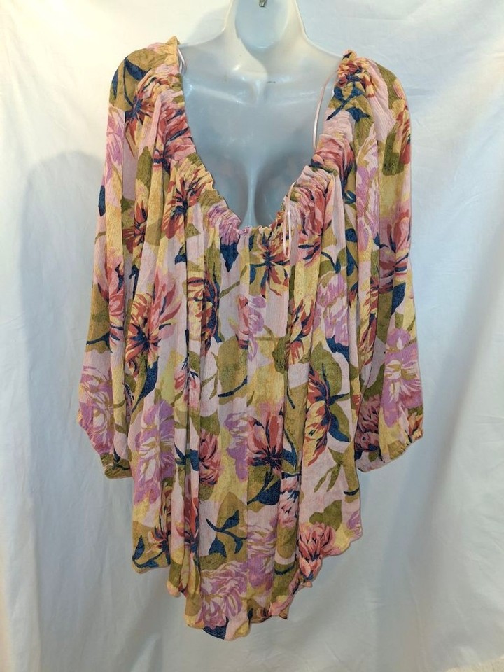 Terra & Sky Blouse fall nwt Cottagecore 3X Pink Floral Long Sleeve | eBay