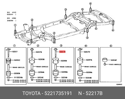 Genuine OE bolt, body mounting, 5221735191 for TOYOTA 52217-35191 | eBay