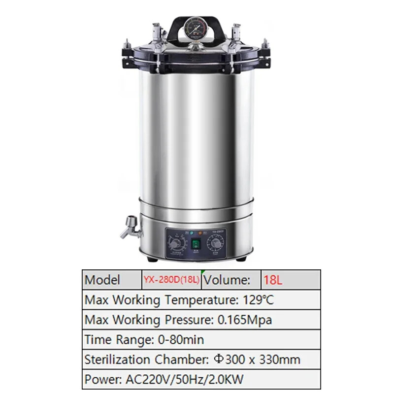 Automatic High Pressure Autoclave Steam Sterilizer Pot 18L/24L/30L POT ...