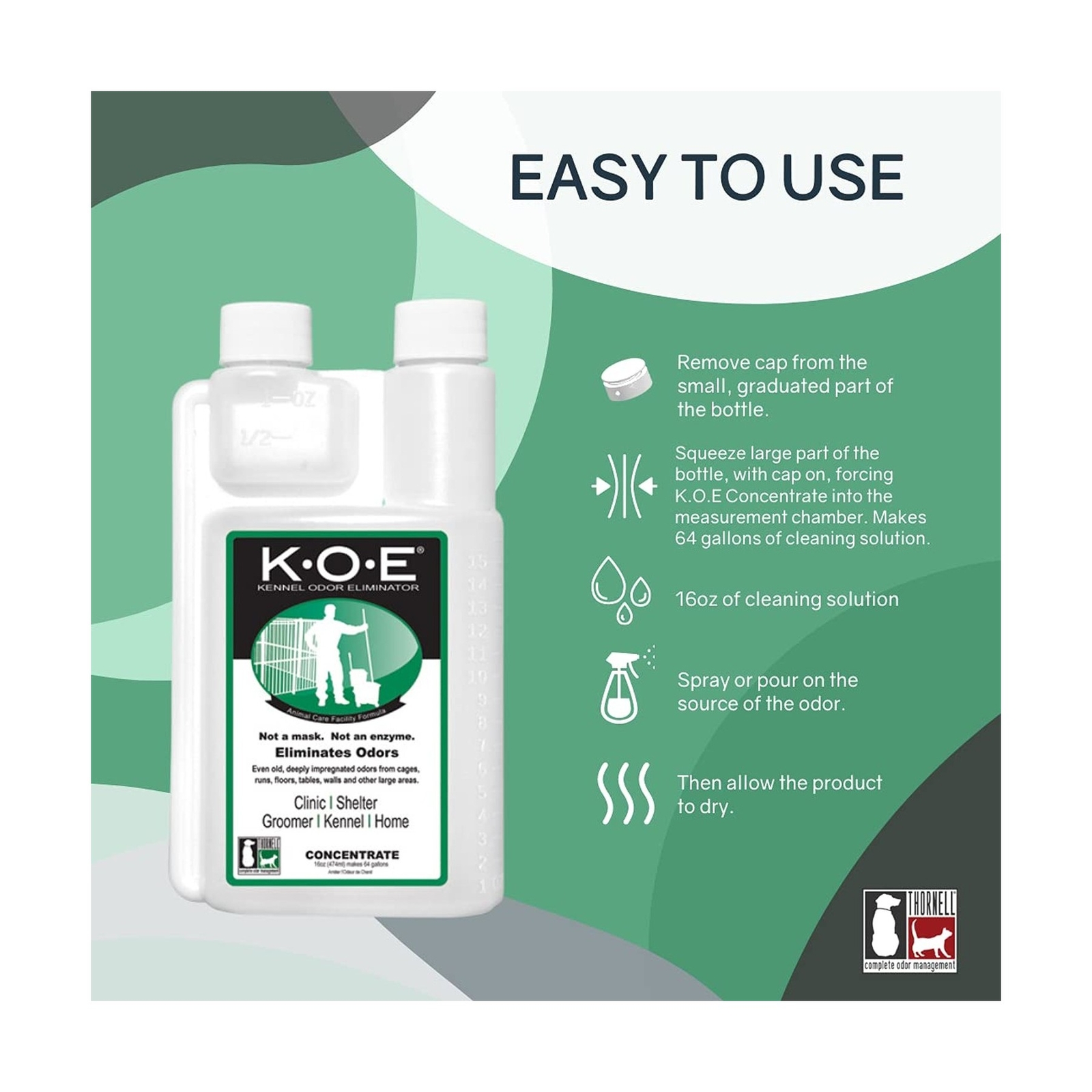 Thornell KOE Kennel Odor Eliminator Concentrate, Odor Eliminator for ...