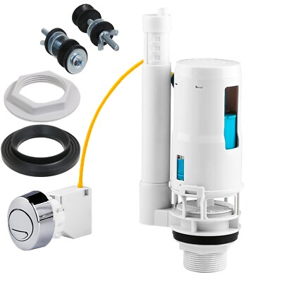 Dual Flush Toilet Valve Concealed Cistern Push Button Adjustable 1.5" 2 ...