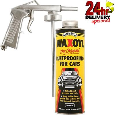 Hammerite 1litre Black WaxOyl Rust Proof Prevention Covering Schutz Air ...
