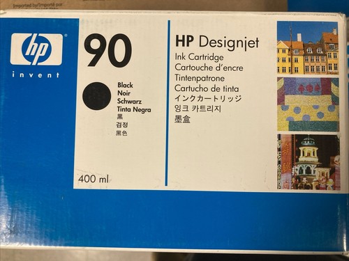 Genuine HP 90 DesignJet Black C5058A 400ml Ink Cartridge Exp 14 Sep ...