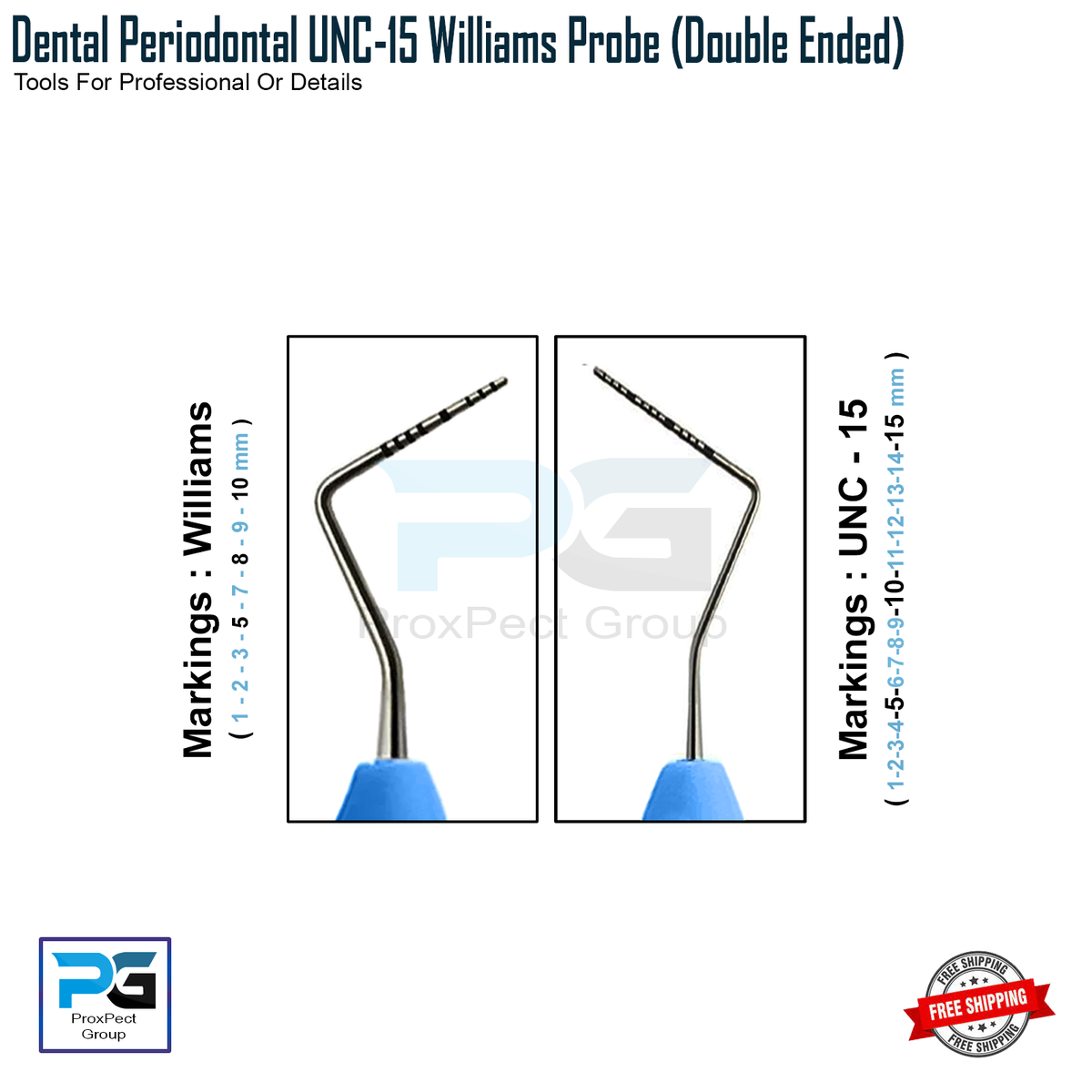 Dental Examination Instruments Dental Periodontal Probes - UNC-15 & WHO ...
