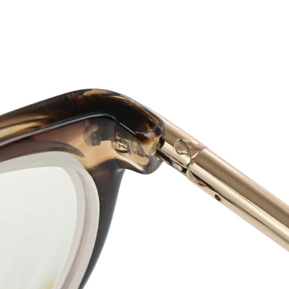 TOM FORD Logo Glasses Frame Eye Wear Plastic Brown Gold Plated ...