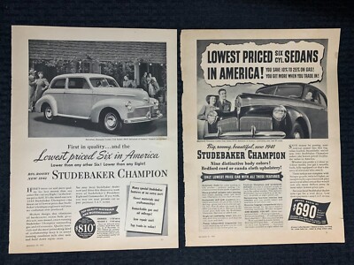 1941/42 STUDEBAKER 8.5x11" Automotive Print Ad VG/VG+ First in Quality ...