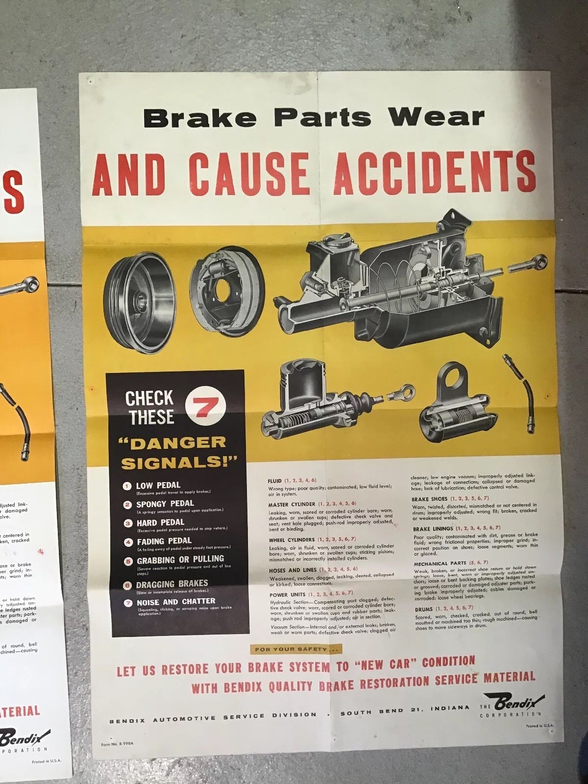 ADVERTISING BENDIX PRODUCTS Brake Restoration Car Auto Parts POSTER ...