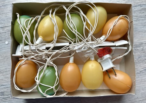10 Vintage Pastel Easter Eggs Plastic Blow Mold String Lights Set White Cord | eBay