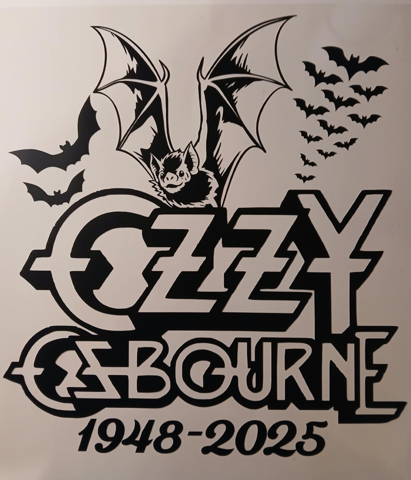 1948-2025 IN REMEMBRANCE OZZY OSBOURNE LOGO BATS BLACK VINYL WINDOW ...