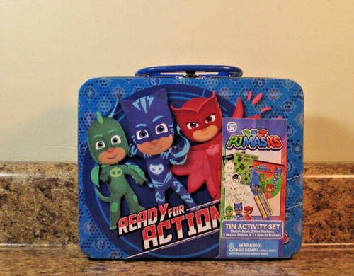 PJ Masks Metal Lunch Box Art Activity Set Gekko Catboy Owlette NEW | eBay