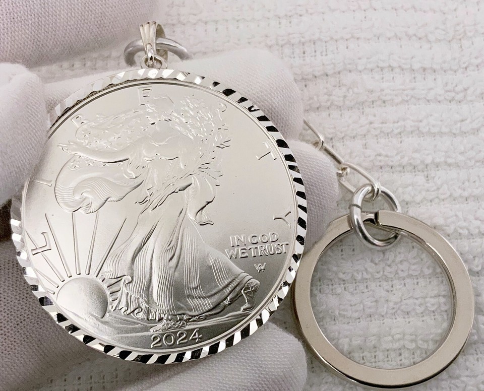 Sterling Silver Diamond (S925) Bezel 1oz Silver *2024* American Eagle ...