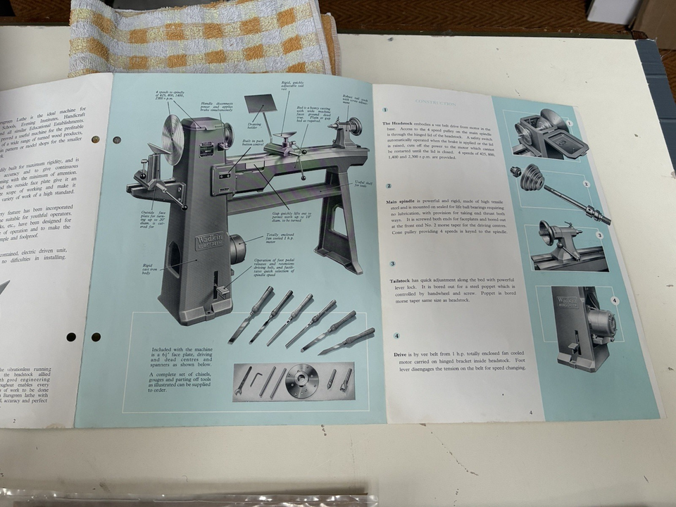Wadkin Bursgreen 3 phase wood lathe 6BZL 36" with traversing & cross ...