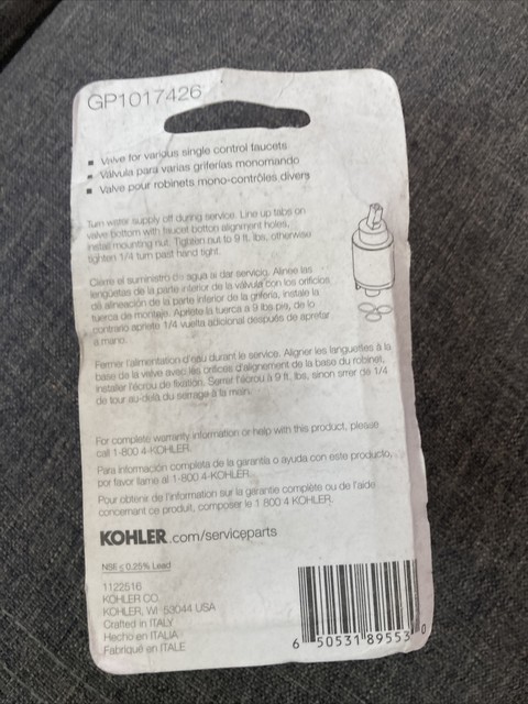 Kohler Genuine Part GP1017426 Valve for sale online | eBay