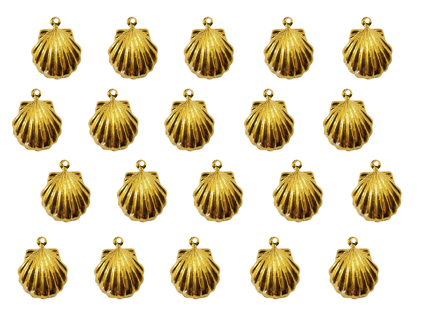 20 pcs Gold Tone Metal Clamshell Seashell Nautical Craft Jewelry Charms ...