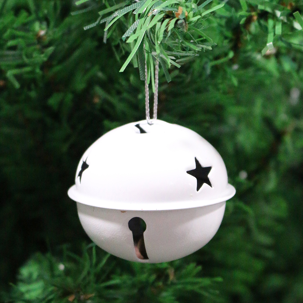 Silver / Gold / Red / White Metal Jingle Bell Christmas Tree Baubles ...