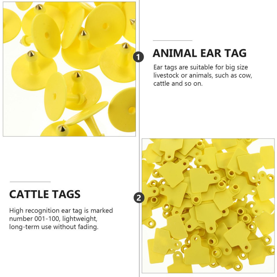 100 Pcs Livestock Markers Farm Animal Labels Pig Ear Tag Tags ...