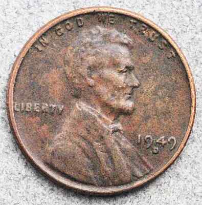 1949-D Lincoln Wheat Cent Penny 3.10 grams nice color, odd color on ...
