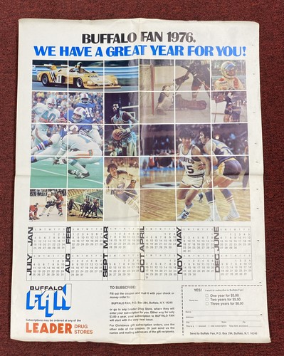 RARE Vintage 1976 Buffalo Braves Bills Sabres Fan Poster Schedule ...
