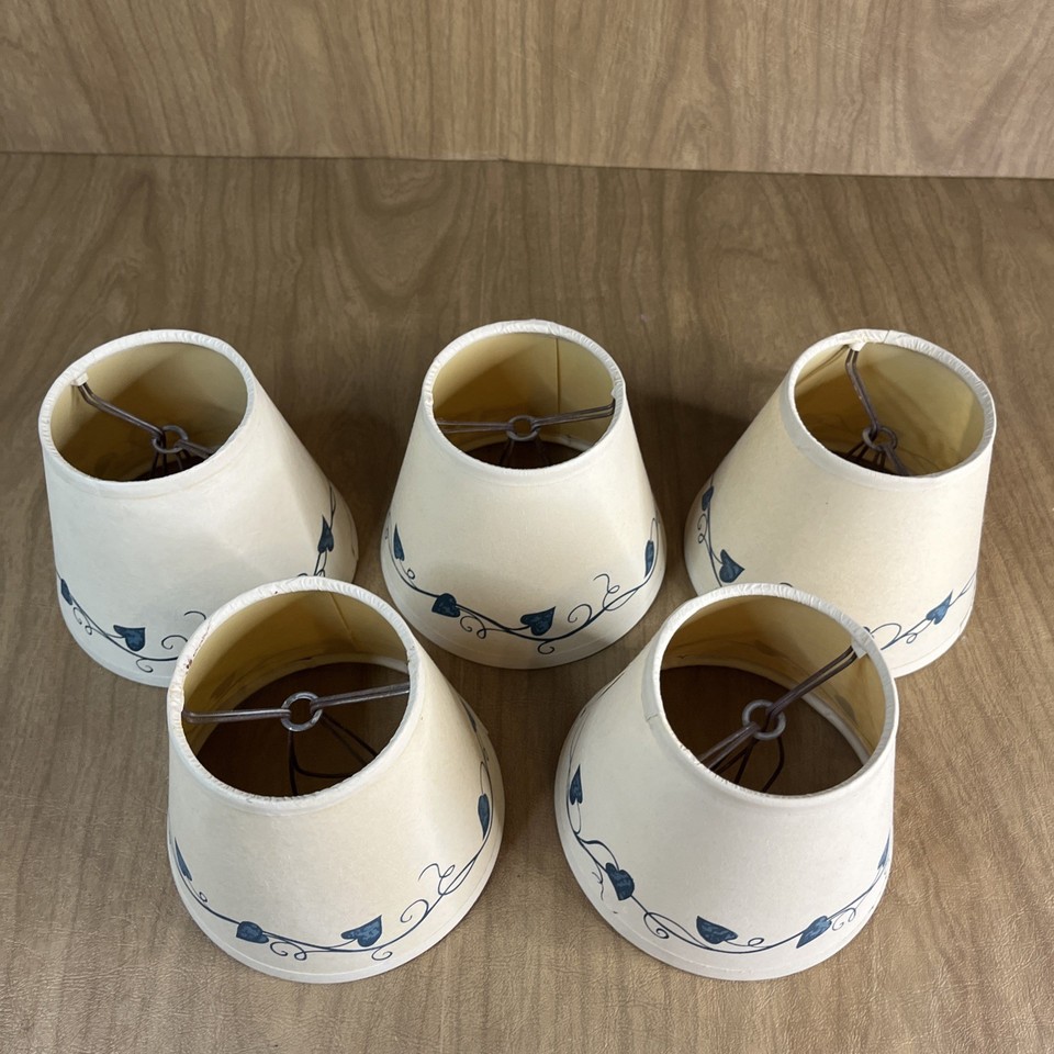 Set 5 Chandelier Mini Lamp Shades Neutral Beige Ivy Detail Country ...
