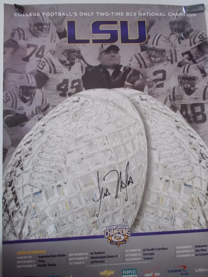 2003 & 2007 LSU NATIONAL CHAMPIONS POSTERS AUTOGRAPHED BY LES MILES ...
