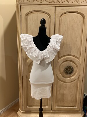 Zara White Ruffle Ribbed Stretch Mini Dress Size Medium NWT | eBay