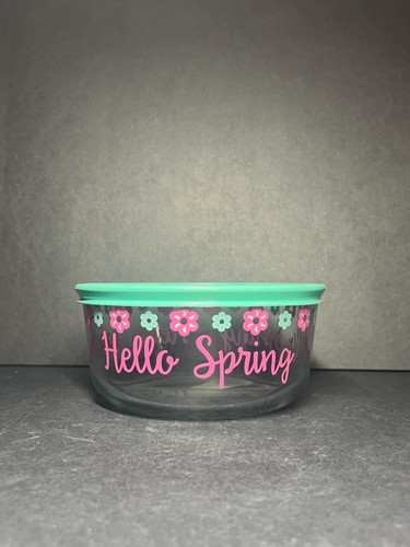 Pyrex 4 Cup "Hello Spring" Floral Glass Storage Bowl w/ Rubber Lid | eBay