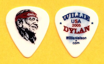 Willie Nelson Bob Dylan Signature White Guitar Pick - 2005 Ballpark ...