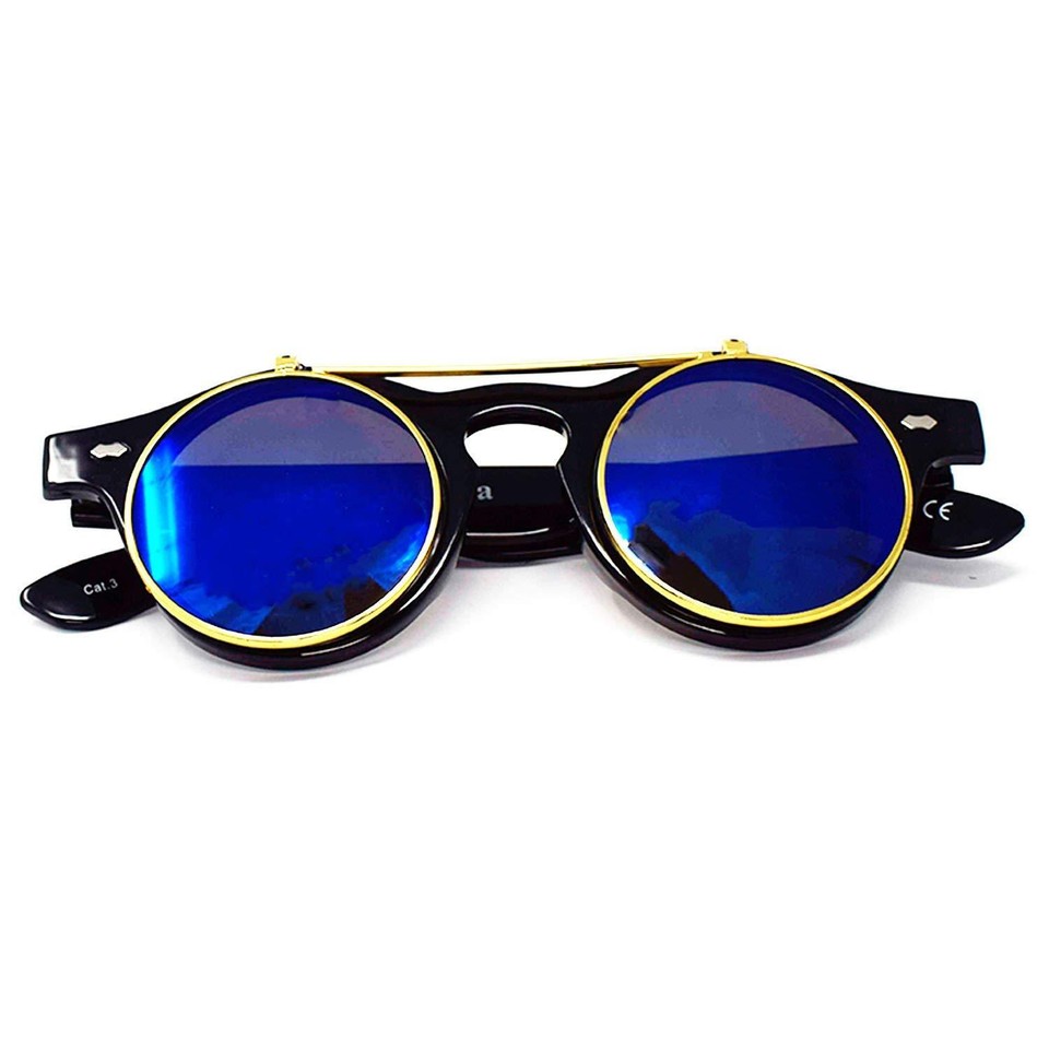 Flip Up Circle Steampunk Glasses Goggles Sunglasses Emo Retro Vintage ...