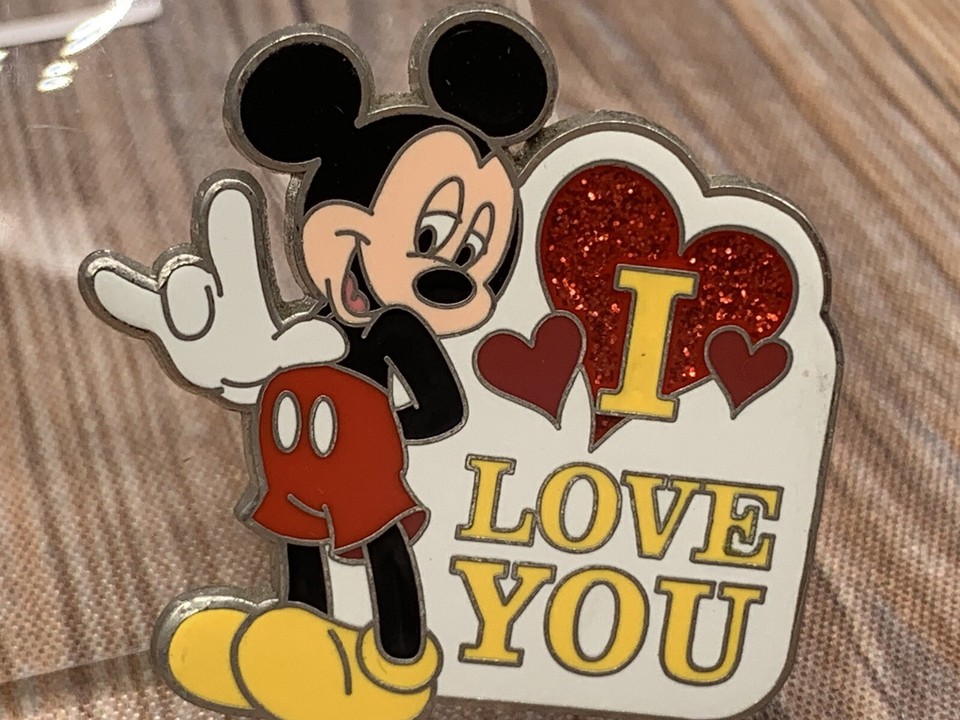Disney Pin 96743 Mickey Mouse Sign language I Love You ASL glitter ...