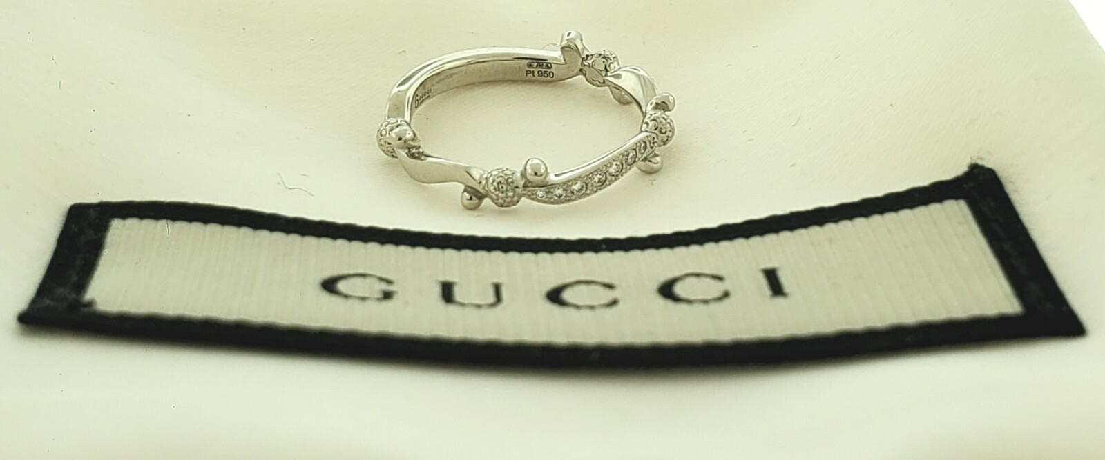 💍 GUCCI 8 Diamond Platinum 950 Band Ring + Gucci Pouch | eBay