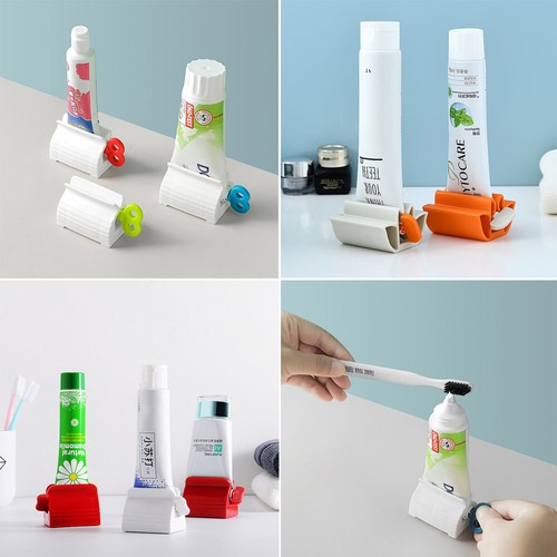 Plastic Rolling Tube Holder Stand Toothbrush Holder Toothpaste Squeezer ...