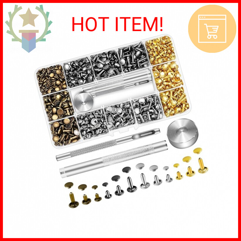 Jetmore 480 Pack Leather Rivets, Brass Rivets for Fabric, Leather Rivet ...