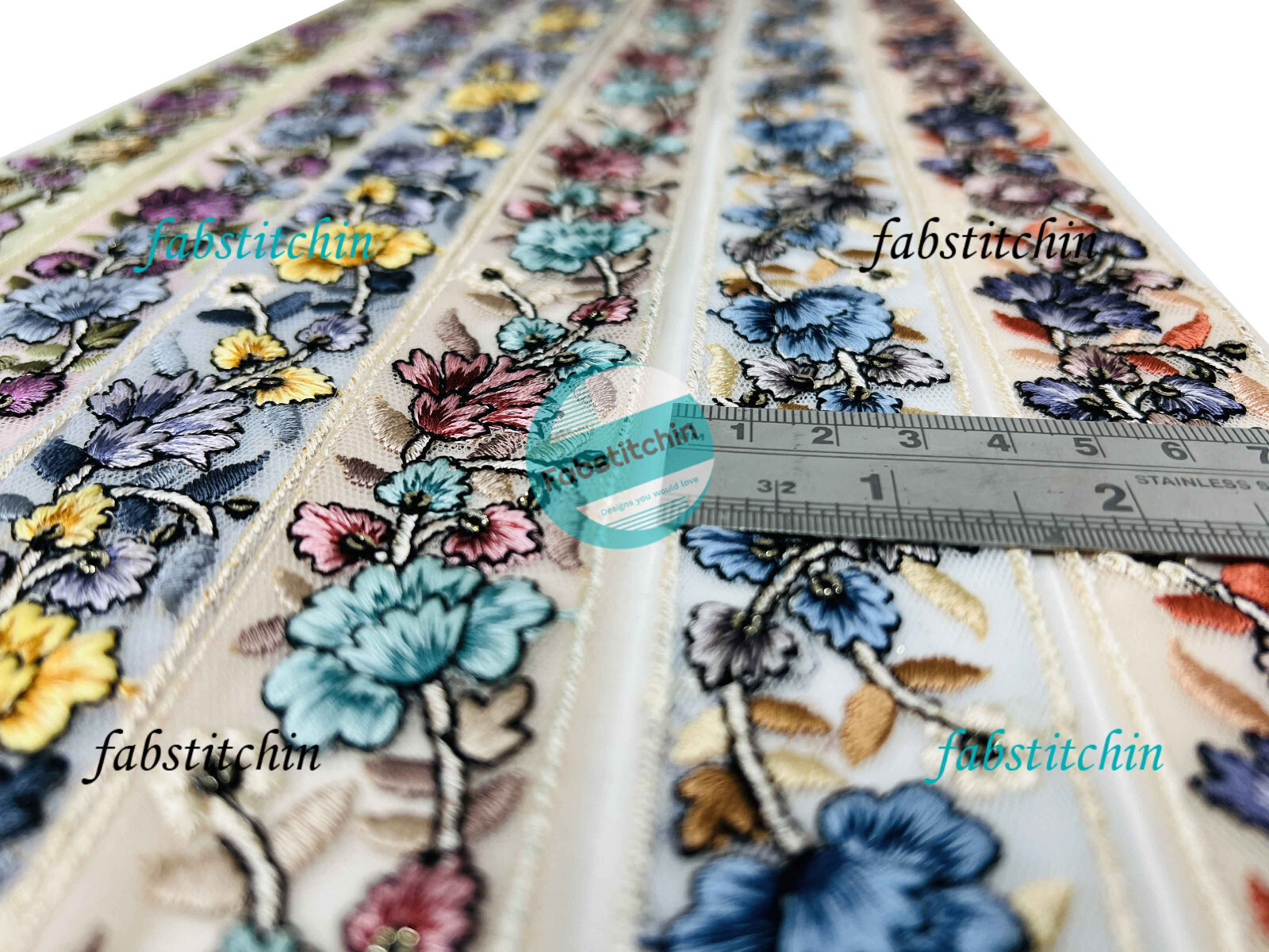 9 Yards MultiColor Floral Embroidered Sari Border Lace Trim Ribbon for ...
