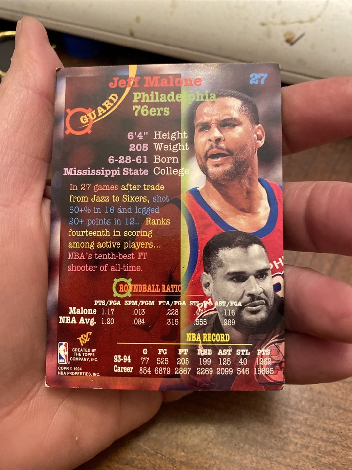 Topps stadium Club TSC Jeff Malone Trading Card #27 1994 NBA | eBay