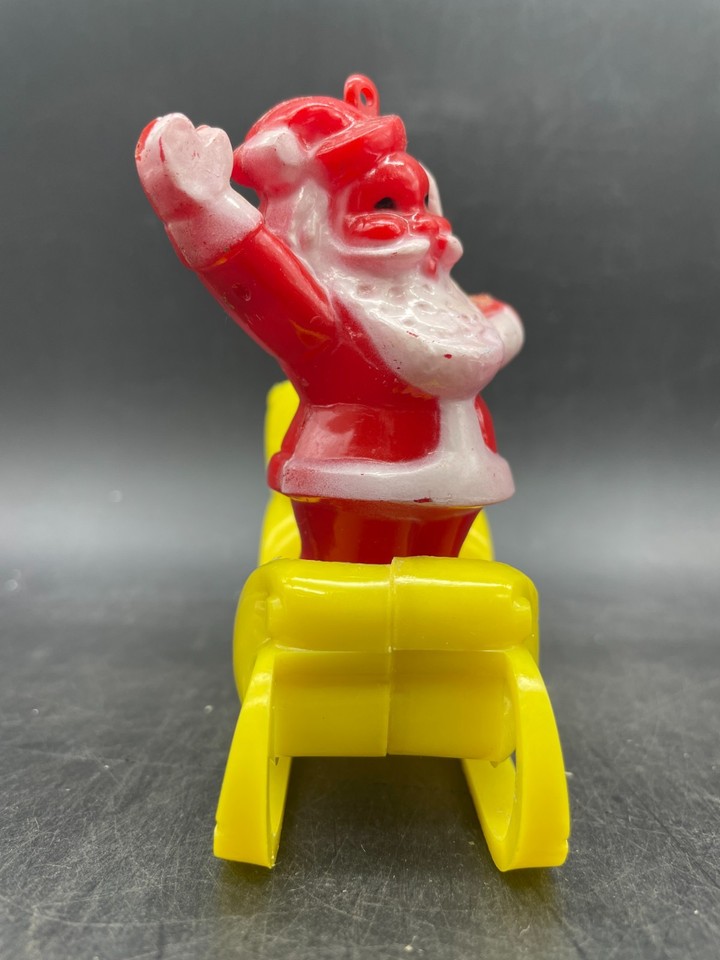 Vintage Rosbro Rosen Christmas Hard Plastic Santa in Yellow Sled Candy ...