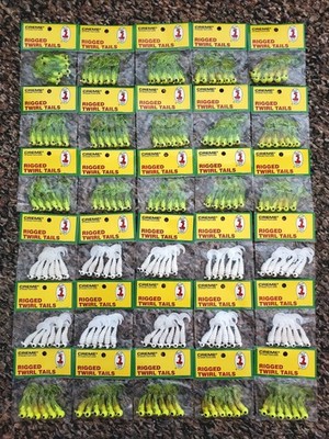 (30-Packs) Creme Rigged Twirl Tails Jigs Fishing Lures Lot 1/16 oz. 1/8 ...
