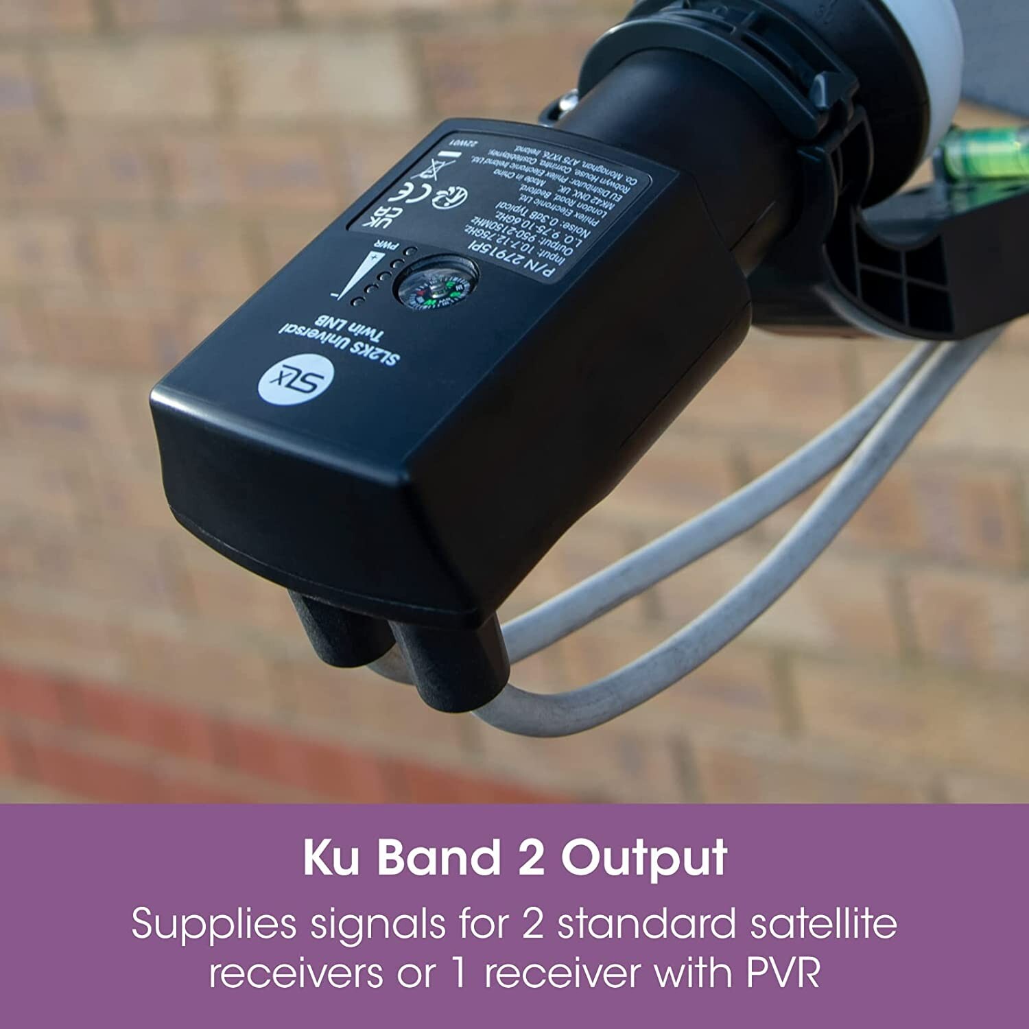 SLx Dual LNB with Built in Signal Finder, 4K Satellite HD 2 Output KU ...