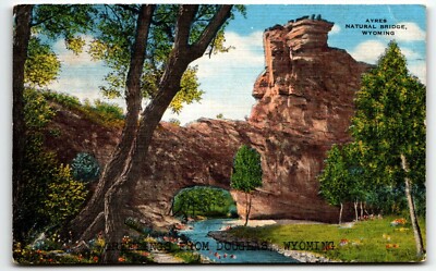 Greetings from Douglas Wyoming Ayres Natural Bridge Linen Postcard WY UNP | eBay