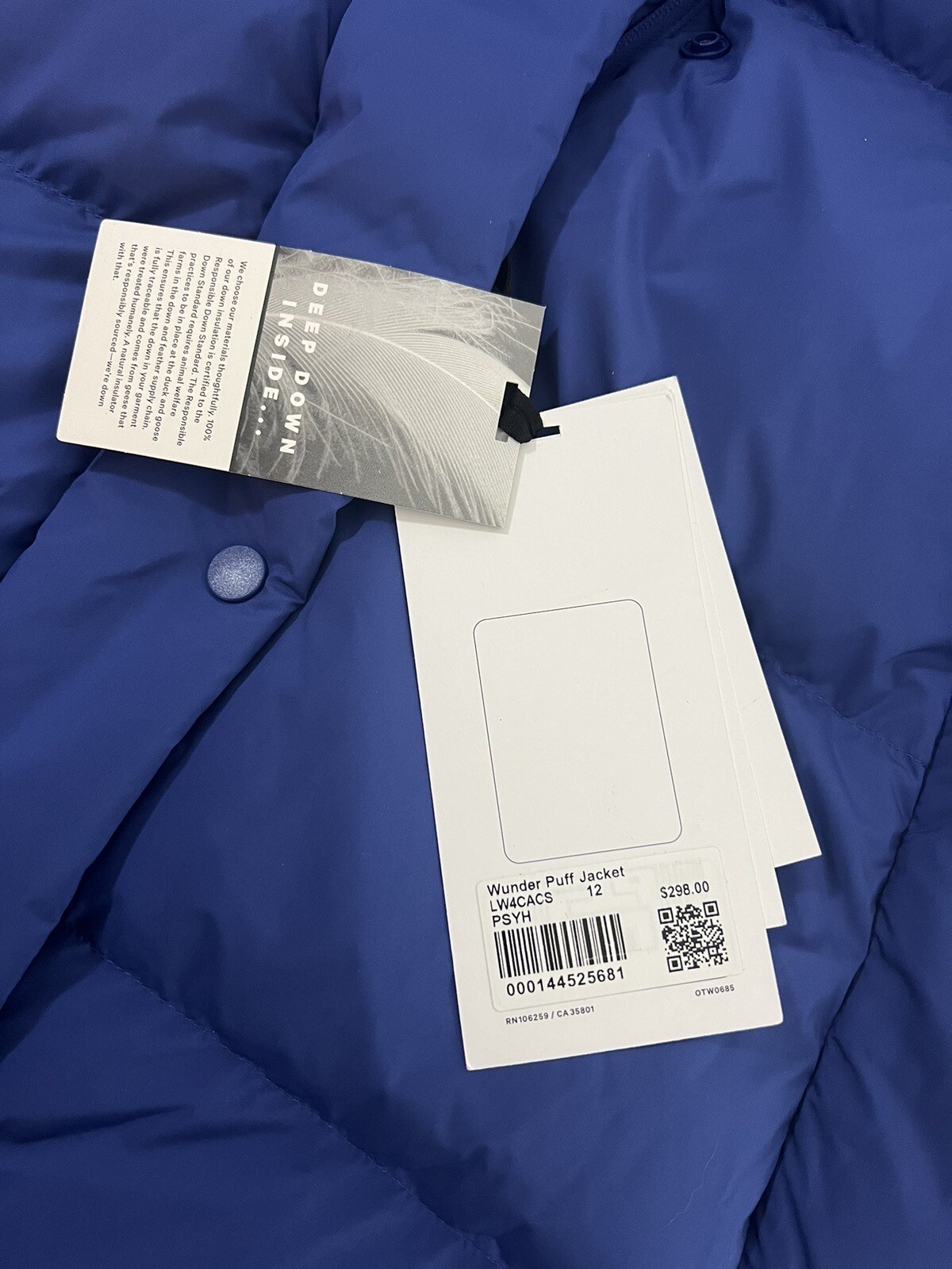 NWT Size 12 Lululemon Wunder Puff Goose Down Jacket PSYH Psychic | eBay