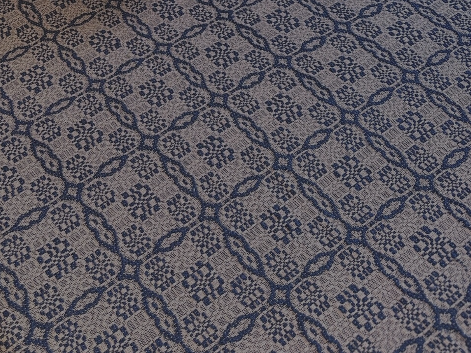 NEW Primitive WOVEN TABLE TOPPER NAVY TAN SARATOGA 34" SQUARE Cotton ...