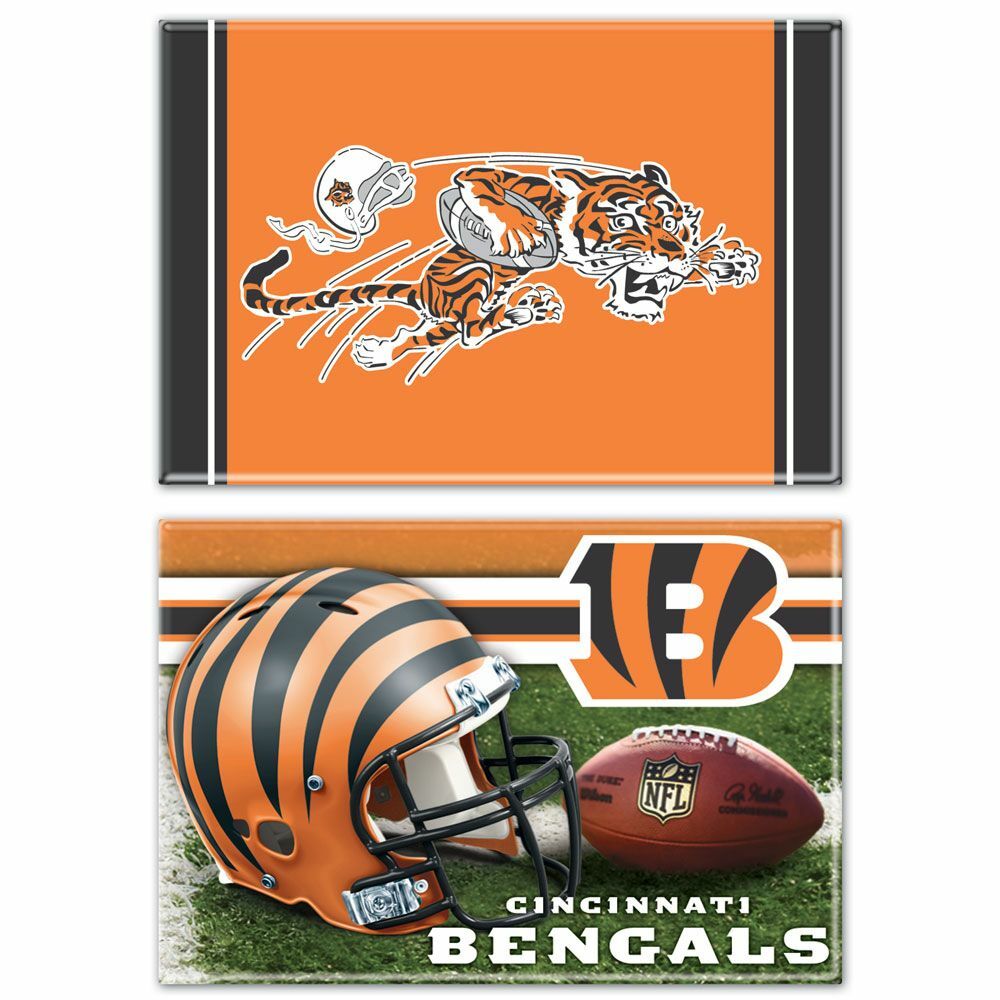 CINCINNATI BENGALS RETRO LOGO & HELMET 2-PACK 2.5" x 3.5" METAL MAGNET ...